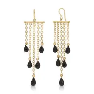 HEATHER HAWKINS Three Tier Chandelier Gemstone Earrings - Black