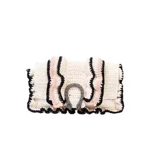 SIBYLLA DELPHICA Handwoven Raffled Crochet Handbag - Black