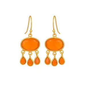 OPIUM JEWELS Gold Vermeil Carnelian Drop Earrings - Gold/yellow