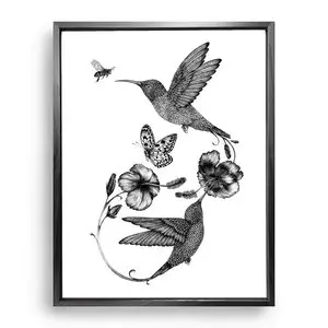 EMILY CARTER Hummingbird & Hibiscus Fine Art Print M - Black