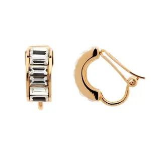 EMMA HOLLAND JEWELLERY Crystal Baguette Clip On Hoop Earrings - Gold
