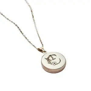 POSH TOTTY DESIGNS Sterling Floral Engraved Initial Circle Locket Necklace - Silver
