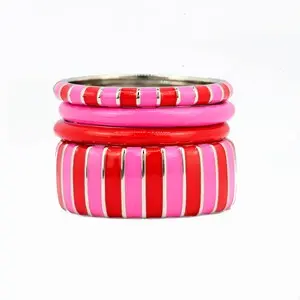 PINNOLE Enamel Stacking Rings - Red