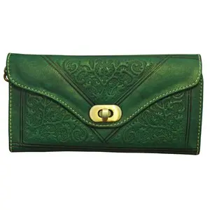 BERBER LEATHER Leather Tri-fold Purse - Green