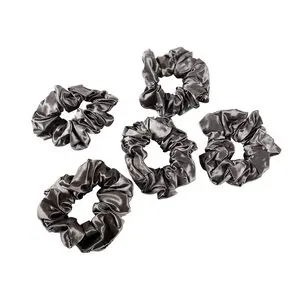 SOFT STROKES SILK Pure Mulberry Silk French Scrunchie Set Of Five - Grey