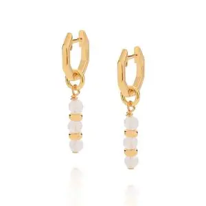 NELLOU JEWELLERY Rainbow Moonstone Huggie Earrings - Gold