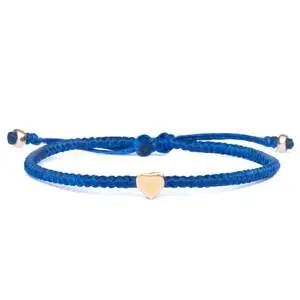 HARBOUR UK Valentino Gold Vermeil Heart Rope Bracelet - Blue