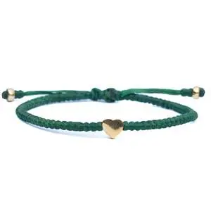HARBOUR UK Valentino Gold Vermeil Heart Rope Bracelet - Green