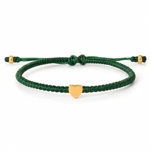 HARBOUR UK Valentino Gold Vermeil Heart Rope Bracelet - Green