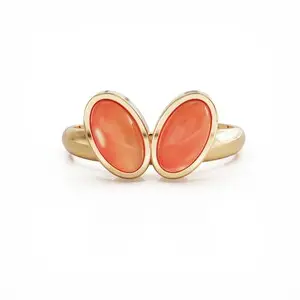 LINDA FIORE You & Me Baby Gold Vermeil Ring With Carnelian - Gold/yellow