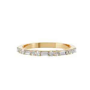 AYA FINE JEWELRY 18k Gold Baguette And Round Lab Diamond Band Ring - Yellow