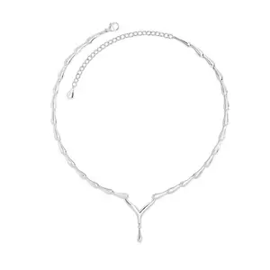 LUCY QUARTERMAINE Wishbone Drop Necklace - Silver