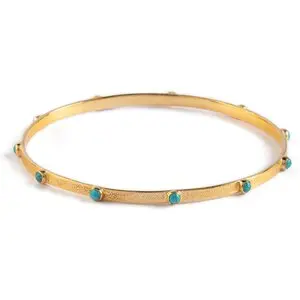 GODDESS CHARMS Throat Chakra Bangle With Turquoise - Gold