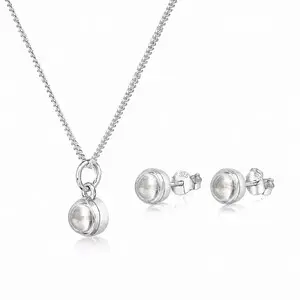 THE JEWELLERY STORE LONDON Necklace And Stud Earrings Jewellery Set - White/silver