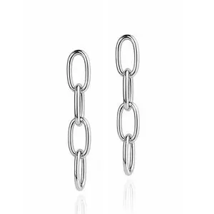 JAREDJAMIN Everly Chain Oval Link Drop Earrings - Silver