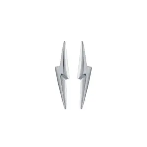 EDGE ONLY 3d Pointed Lightning Bolt Earrings - Silver