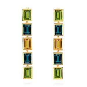 AUGUSTINE JEWELS Peridot, Topaz, And Citrine Drop Earrings - Blue/green