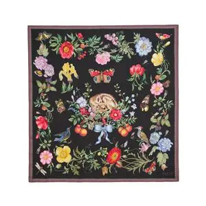 FABLE ENGLAND Alice's Garden Narrative Square Scarf - Black