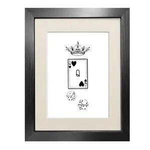 EMILY CARTER Queen Of Hearts' Fine Art Print A4 - Black