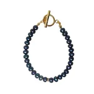 URBANE JEWELRY STUDIO Solstice Noire Pearl Bracelet - Blue/black