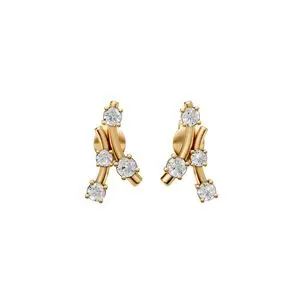 AYA FINE JEWELRY Round Lab Grown Diamond Curved Climber Stud Earrings - Yellow