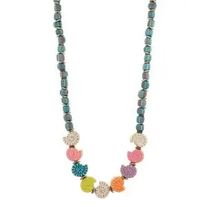 EBRU JEWELRY Rainbow Aura Seashell Evil Eye Necklace - Blue