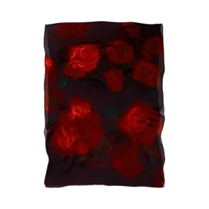 LOST PATTERN Black / Red "la Rosa" Silk Shawl Scarf - Black/red
