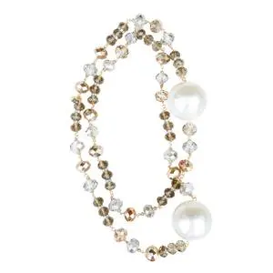TAYLOR REESE Gold-tone Crystal And Pearl Long Strand Necklace - Gold/white