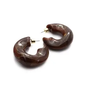 HYE JANE JEWELRY Rena Marbled Resin Hoop Earrings - Brown