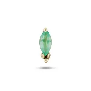 ZOHREH Emerald Marquise Beaded Flat Back 9k Gold Earring - Green