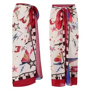 Loveist Store Red / White Amare Pop Print Sarong Pareo - Red/white