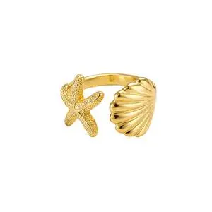 MONARCH Starfish And Shell Open Ring