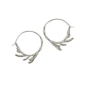 ZULA JEWELRY + DESIGN Sacred Cedar Hoop Sterling Earrings - Silver