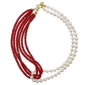 FARRA Corals And Freshwater Pearls Necklace