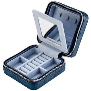 Wolf Small Travel Jewellery Zip Case - Blue
