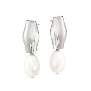 BIKO Amphora Pearl Stud Earrings - Silver