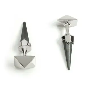 KASUN LONDON Onyx Tip Cufflinks - Silver