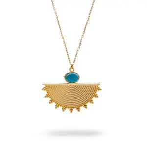 EBRU JEWELRY Cleopatra Sunburst Turquoise Necklace - Gold/blue