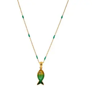 1610ISTANBUL Life Fish Pendant Necklace - Gold