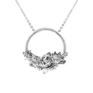 LEE RENEE Rose Halo Pendant Necklace - Silver