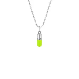 TRUE ROCKS Sterling Silver Pill Pendant Necklace Silver/green
