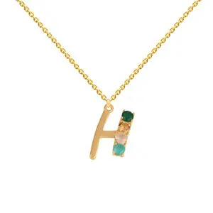 LAVANI JEWELS Initial 'h' Pendant Necklace - Yellow