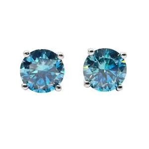 HARFI Sterling Silver Aquamarine Moissanite Crystal Earrings - Silver/blue