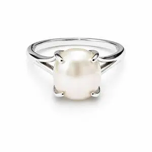 PEARL CODE Keshi Pearl Silver Ring - White