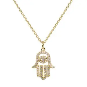 KAMARIA Hamsa Crystal Necklace - Gold