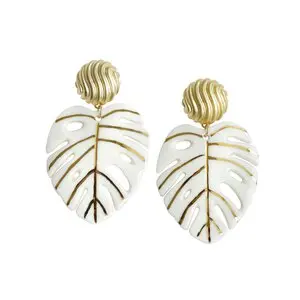 POPORCELAIN Monstera Leaf Statement Earrings