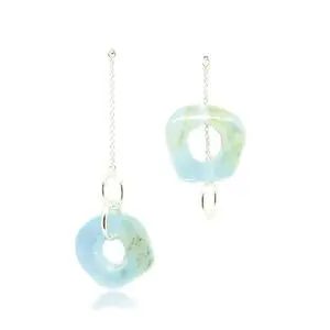 BIO-TRIMMINGS Carver Drop Earrings With Arctic Bio-gems - Silver