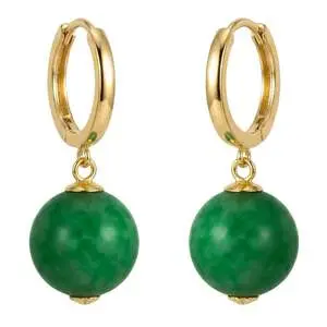 SEREE Nadene Jade Drop Earrings - Green