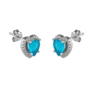 SPERO LONDON Blue Heart Of Ocean Stud Earrings - Blue/silver