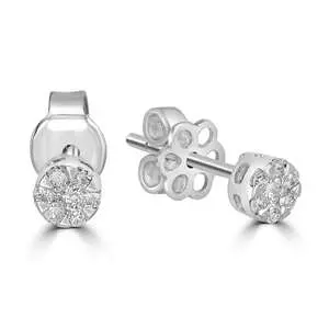 ARTISAN Natural Diamond Cluster Stud Earrings - White